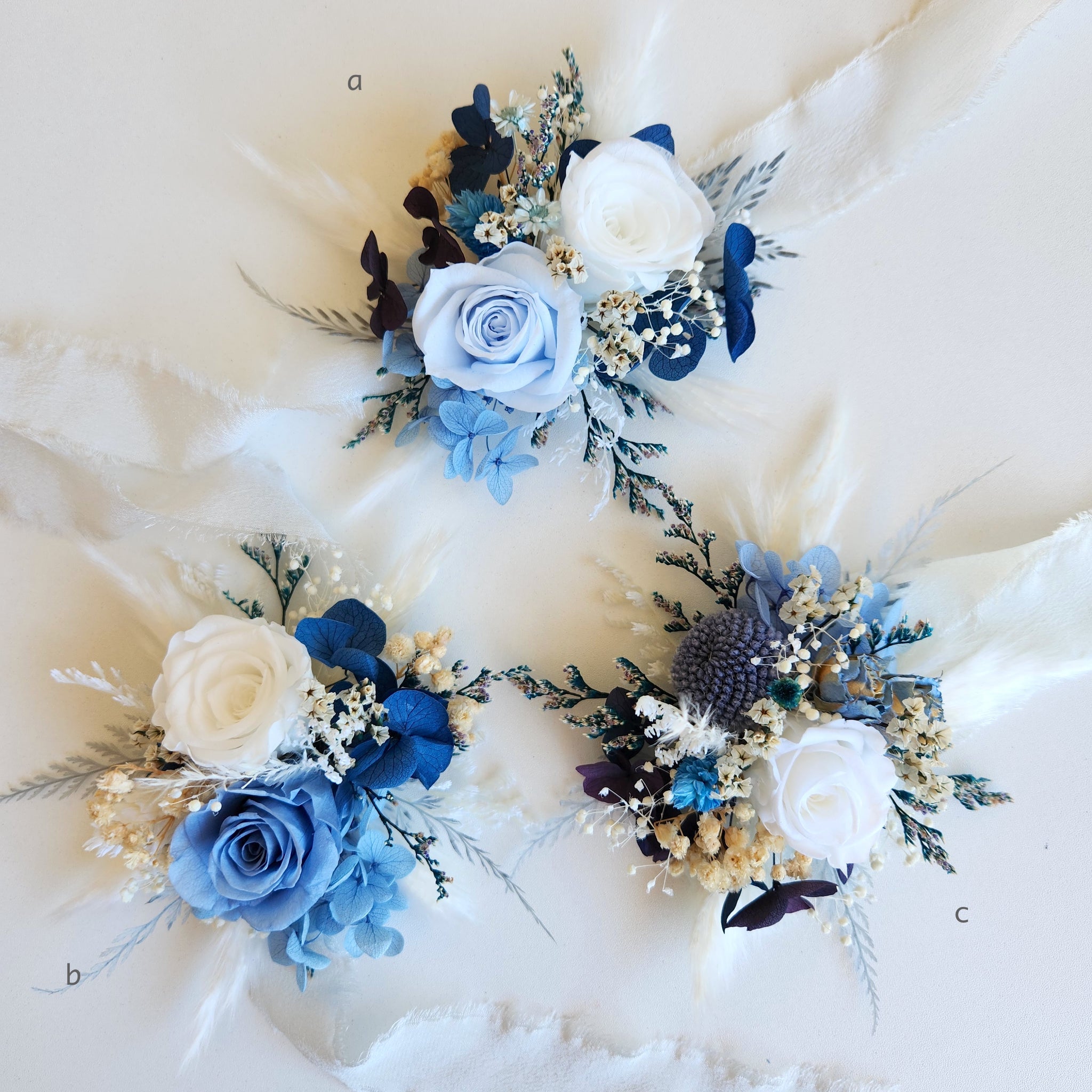 Blue Tone Preserved Rose Corsage, Wedding Flower Arrangement – Flowerholic